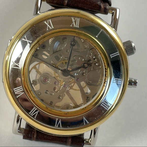 Stauer | Accessories | Mens Two Tone X Ray Watch With Leather Band ...